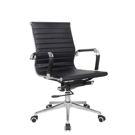 Classic Eames Executive Chrome Leatherette High Back Chair