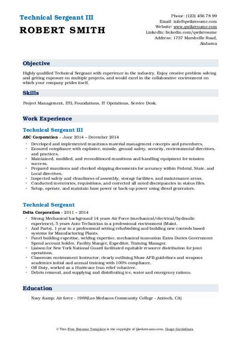 10 Technical Sergeant Resume Samples And Templates For 2025