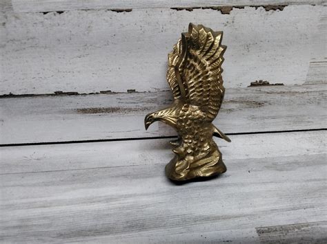 Vintage Solid Brass Flying Eagle Figurine Brass Eagle Decor Solid