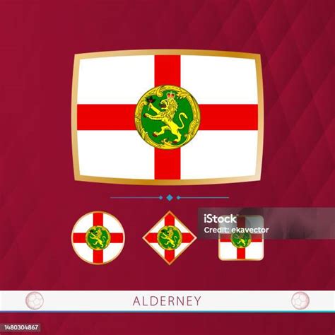 부르고뉴 추상적인 배경에 스포츠 행사에서 사용하기 위한 골드 프레임이 있는 올더니 깃발 세트 0명에 대한 스톡 벡터 아트 및 기타 이미지 Istock