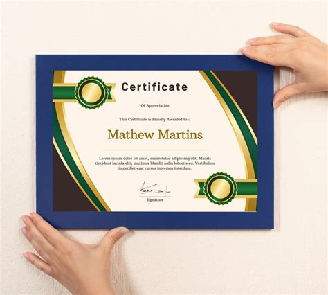 Personalized Certificate Display Frame Document Holder Office Decor