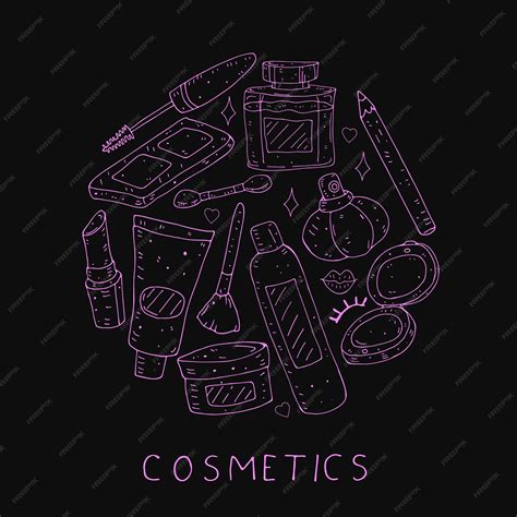 Premium Vector Cartoon Cute Makeup Set With Inscription And