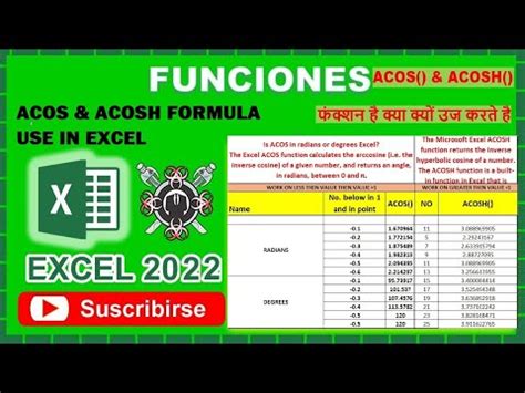ACOS ACOSH FORMULA IN EXCEL IN HINDI ACOS ACOS HOW TO USE YouTube