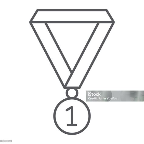 메달 선 아이콘 학교와 스포츠 기호 벡터 그래픽 흰색 배경 Eps 10에 선형 패턴을 수상 Championship에 대한 스톡 벡터 아트 및 기타 이미지 Istock