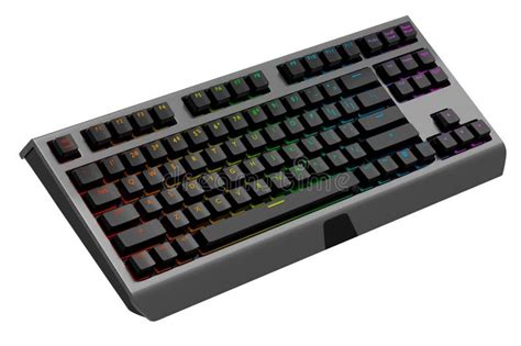 Realistic Computer Keyboard With Metallic Chrome Texture Isolated On