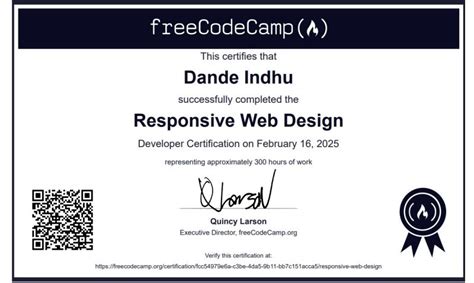 🎉 Thrilled To Share That I Have Successfully Earned The Responsive Web Design Developer