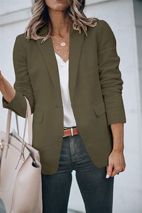 Cicy Bell Womens Casual Blazers Open Front Long Sleeve Work Office Suit