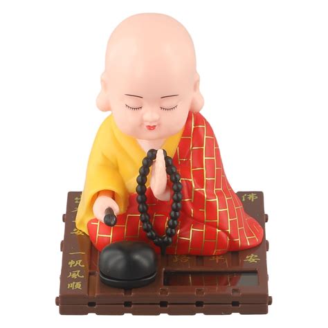 Solar Powered Bobble Shaking Head Monk Ornaments Dancing Toy Buddhist