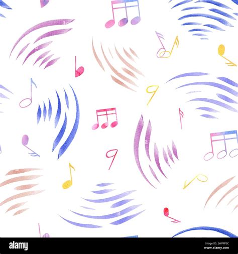 Seamless Pattern With Abstract Music Waves And Music Notes