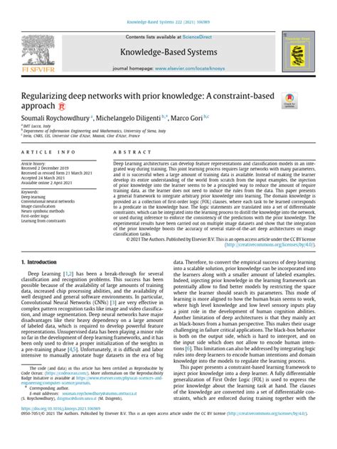 Roychowdhury Et Al 2021 Regularizing Deep Networks With Prior
