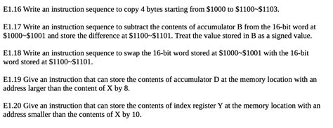 E116 Write An Instruction Sequence To Copy 4 Bytes