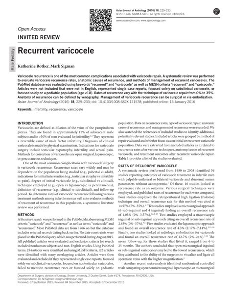 Pdf Recurrent Varicocele