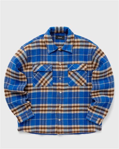 Represent Intial Print Flannel Shirt Blue Beige Bstn Store