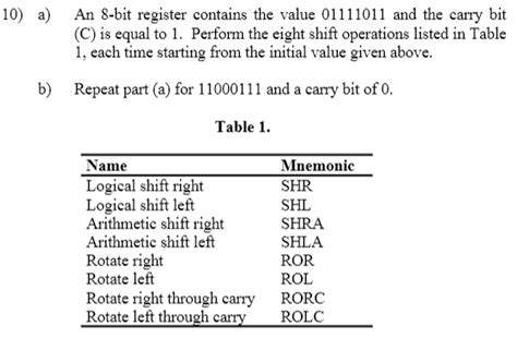 Solved 10 A An 8 Bit Register Contains The Value 01111011