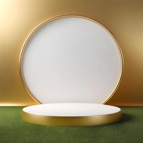 Premium Photo 3d Scene Creator Of White Platform In Grass With Golden