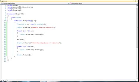 Utilizar El MÉtodo Sort Y La Interfaz GenÉrica Icomparable Para Ordenar Objetos En Una Lista