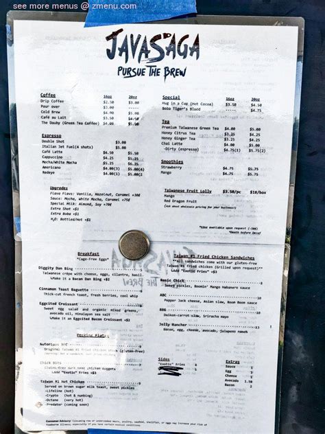Menu At Java Saga Restaurant Atlanta