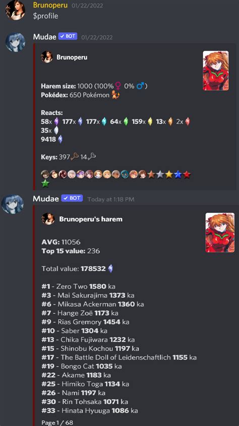 Finally Harem Of 1000 And Zero Two For My Collection Mudae