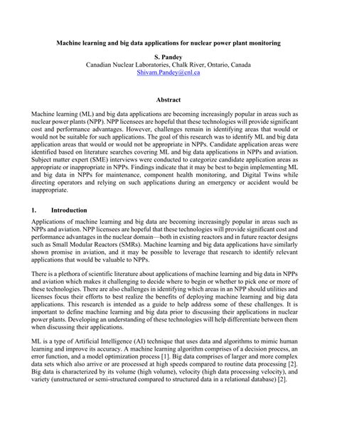 Pdf Machine Learning And Big Data Applications For Nuclear Power Plant Monitoring