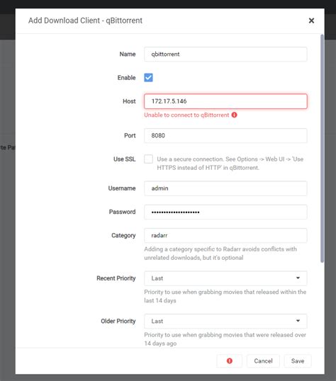 SOLVED Unable To Connect Qbittorrent To Sonarr Radarr Using