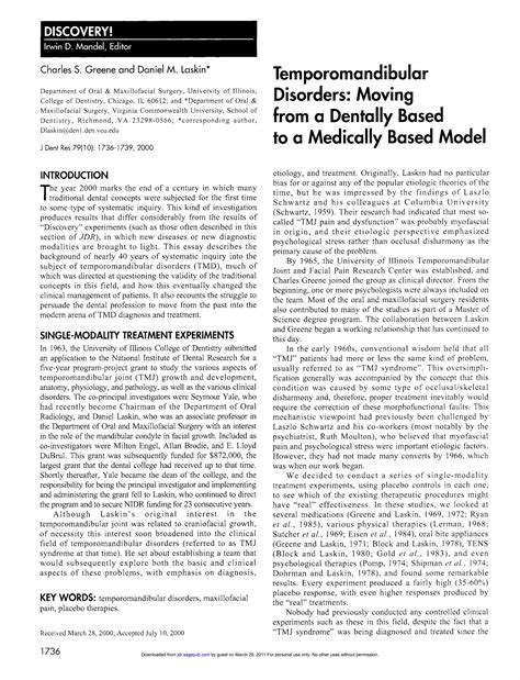 Tmd Dental To Medical Model Pdf
