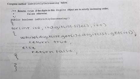Solved Complete Method Isstrictlyincreasing Returns True Digits
