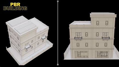 building pbr 01 low poly 3d model on behance