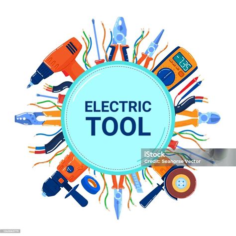 電動工具 Diy 向量圖 用於維修電工雜工工具箱的卡通扁平設備 螺絲刀鑽鉗向量圖形及更多修理圖片 修理 商店 器材 Istock