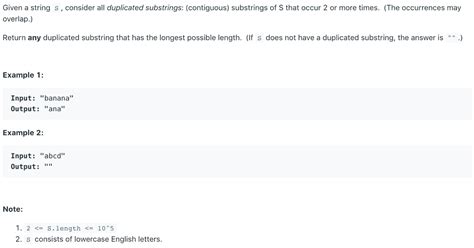 Leetcode Challenge Longest Duplicate Substring 619 By Ryan Yang