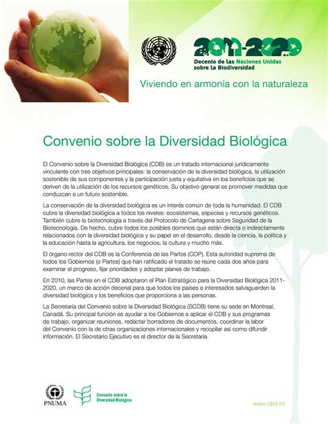 Convenio Sobre La Diversidad Biológica Cdb Su Objetivo General Es