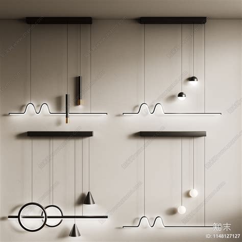 新中式几何创意吊灯组合3d模型下载【id1148127127】知末3d模型网