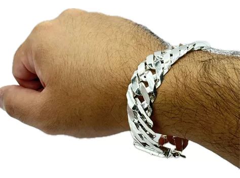 Pulseira Groumet Duplo Prata Maci A Fecho Gaveta Mm Frete Gr Tis