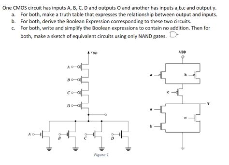 Solved One Cmos Circuit Has Inputs A B C D And Outputs O