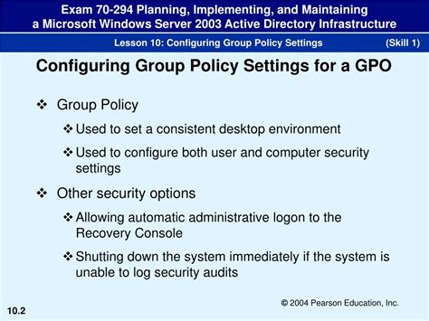 Ppt Configure Group Policy Settings For A Gpo Modify The Order Of