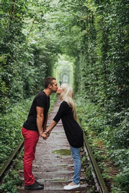Premium Photo Loving Couple On The Iron Road Ukraine