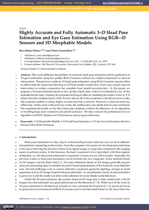 pdf highly accurate and fully automatic 3 d head pose estimation and