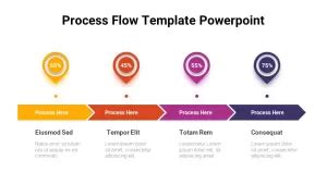 D Shape Linear Process Flow Template For Powerpoint And Keynote