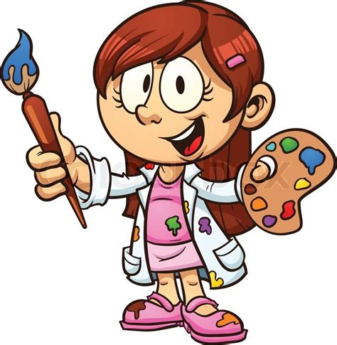 Cartoon Artist Girl Vector Clip Art Stock Vector Colourbox