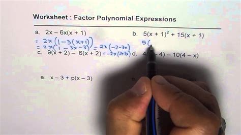 Worksheet 2 Factor Polynomial Expressions YouTube