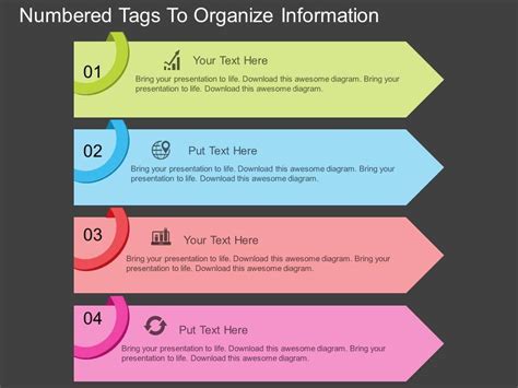 Numbered Tags To Organize Information Powerpoint Template