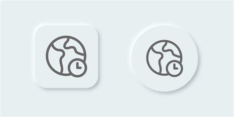 World Time Line Icon In Neomorphic Design Style Clock Signs Vector Illustration 23867736