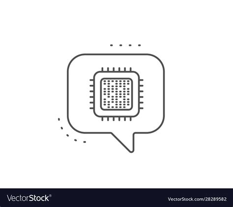 Cpu Processor Line Icon Computer Component Sign Vector Image