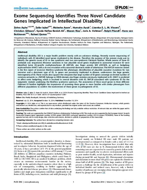 Pdf Exome Sequencing Identifies Three Novel Candidate Genes Implicated In Intellectual Disability