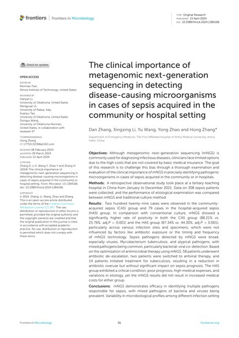 Pdf The Clinical Importance Of Metagenomic Next Generation Sequencing In Detecting Disease