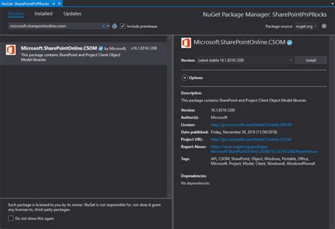 new sharepoint csom version released for sharepoint online november