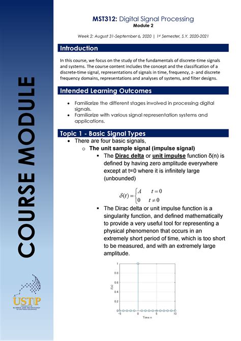 Week 2 Introduction To Digital Signal Processing Part 2 Lecture Notes