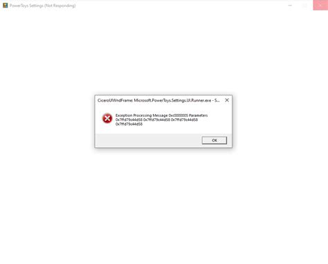 CiceroUIWndFrame Microsoft PowerToys Settings UI Runner Exe Exception Issue Microsoft
