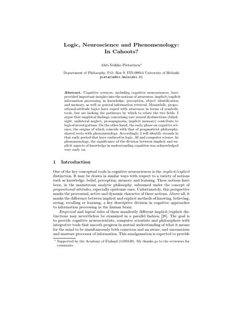 Thesis Phenomenology Pdf Logic Phenomenology Philosophy