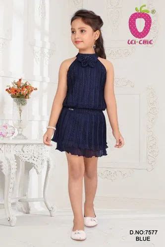 Girl Cool Peach Net Fabric Cut Shoulder Floral Applique Top And Skirt