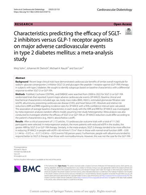 Pdf Characteristics Predicting The Efficacy Of Sglt 2 Inhibitors